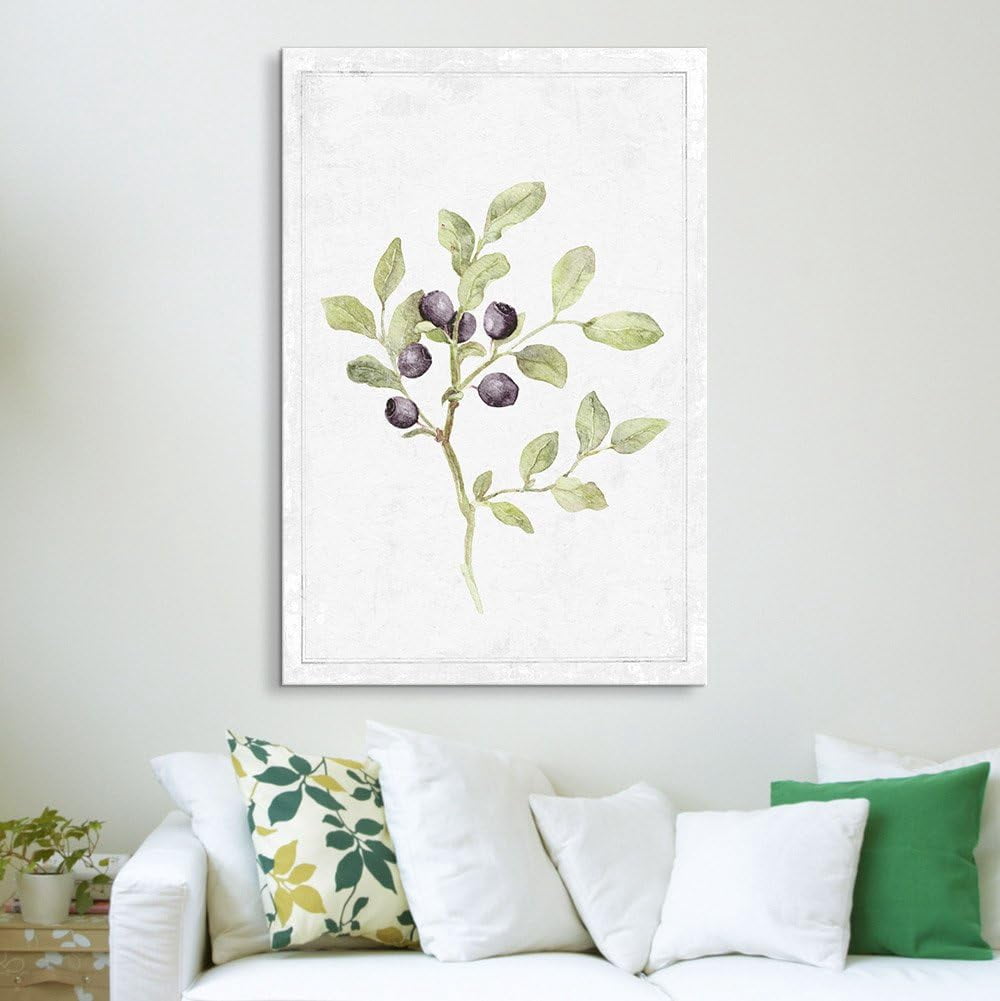 AEFER Canvas Wall Art - Hand Drawn Blueberry Tree Minimal Fruit Series ...