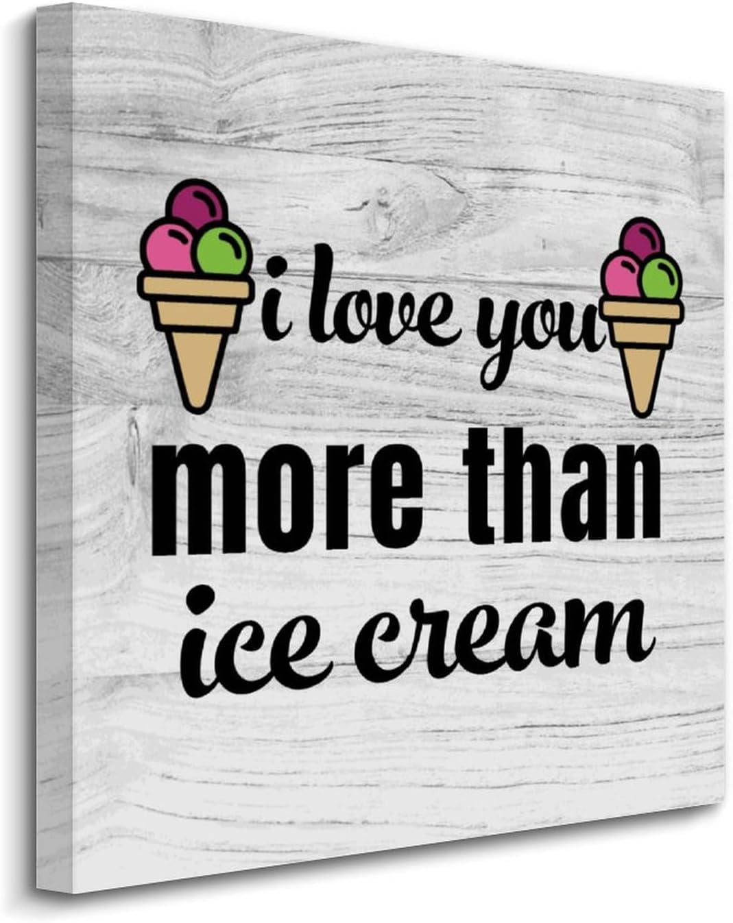 AEFER Canvas Wall Art with Inspirational Quote I Love You More Than Ice ...