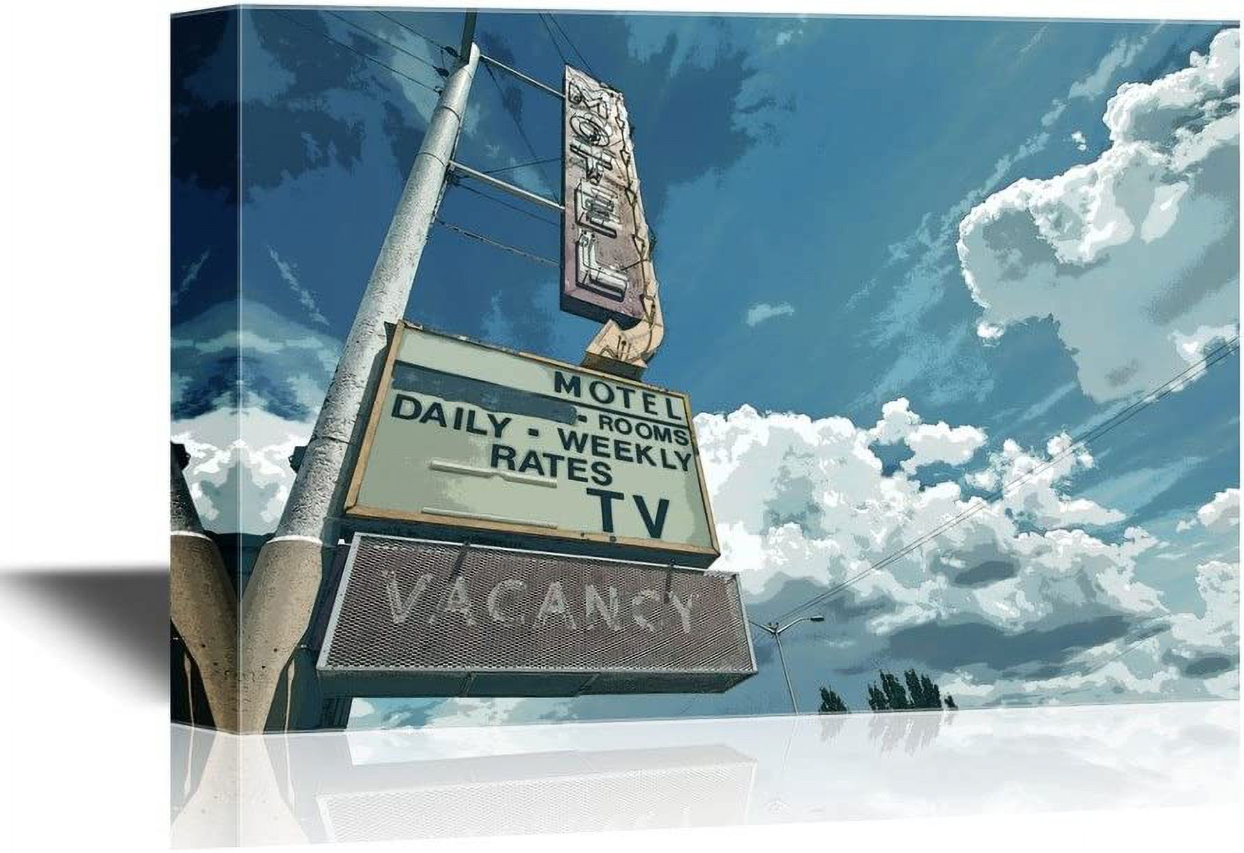 AEFER Canvas Wall Art - Old Motel Sign on Route 66, USA - Gallery Wrap ...