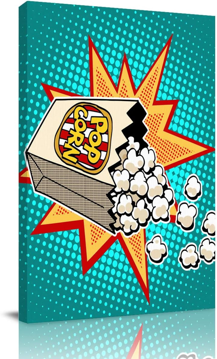 AEFER Canvas Wall Art Picture Cartoon Popcorn Print On Canvas Giclee ...