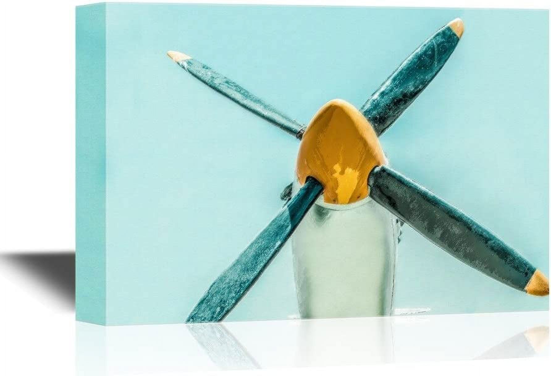 AEFER Canvas Wall Art - Propeller and Engine of Vintage Airplane ...