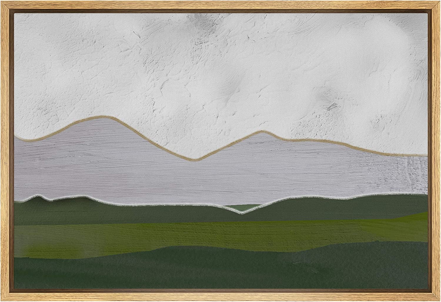 AEFER Canvas Wall Art Silver and Forest Green Mountains and Valleys ...
