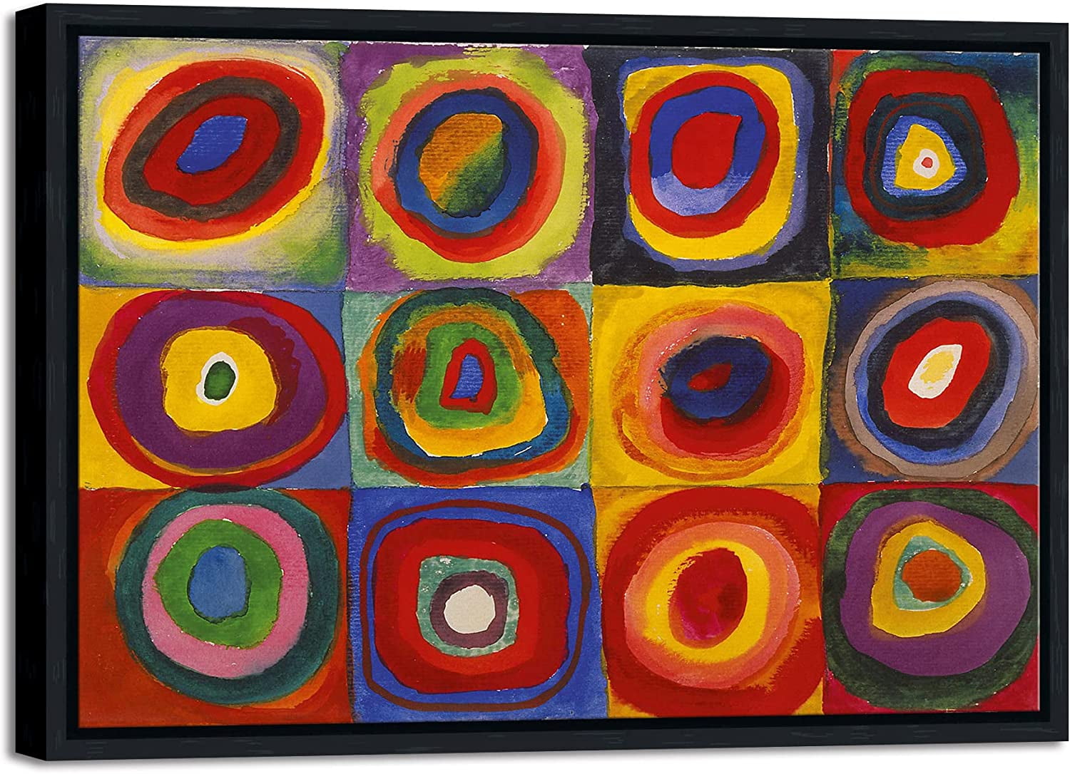 AEFER Canvas Wall Art Squares with Concentric Circles of Wassily ...