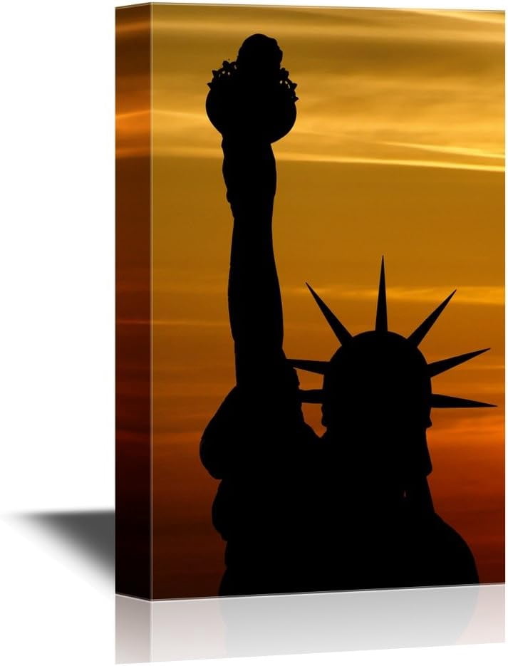 AEFER Canvas Wall Art - Statue of Liberty on Sunset Background Unframe ...