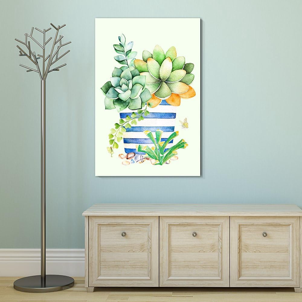 AEFER Canvas Wall Art Succulent Plants Series - Watercolor Style Plants ...