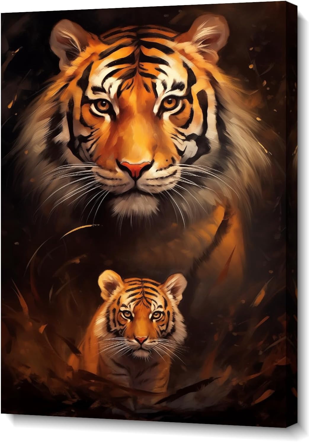 AEFER Canvas Wall Art Tiger Decor Wild Animal Picture Tiger Mom with ...
