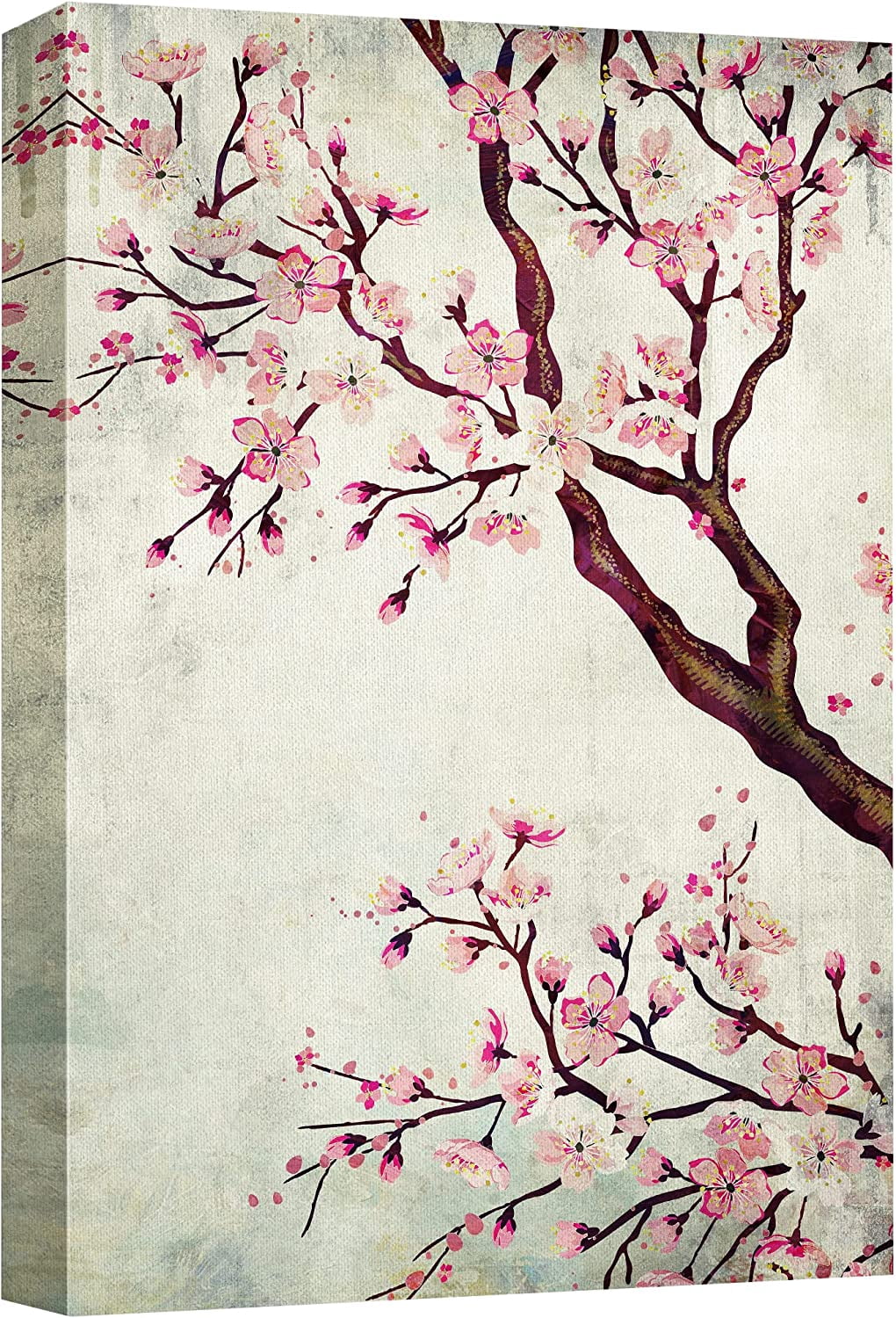 AEFER Canvas Wall Art - Watercolor Painting Style Cherry Blossom ...
