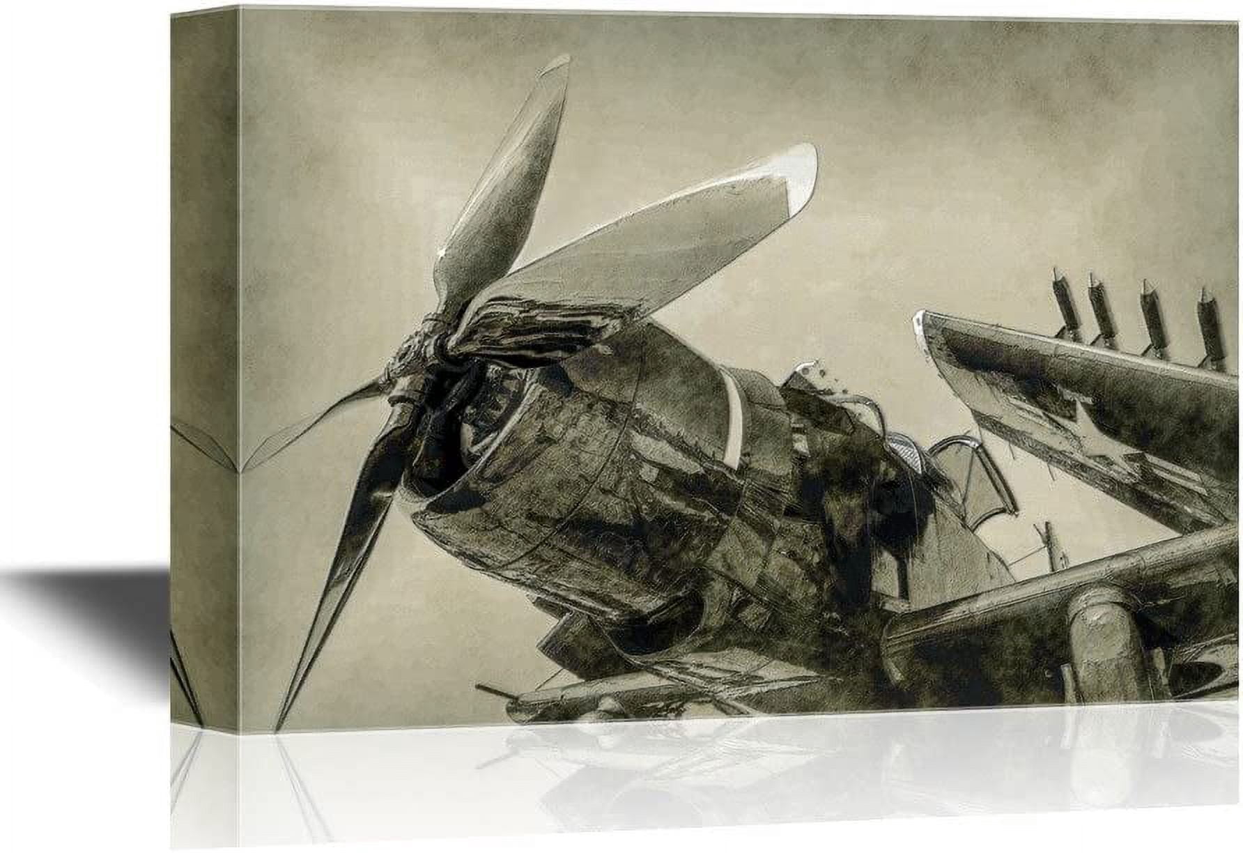 AEFER Canvas Wall Art - World War Ii Era Navy Fighter Plane with Folded ...
