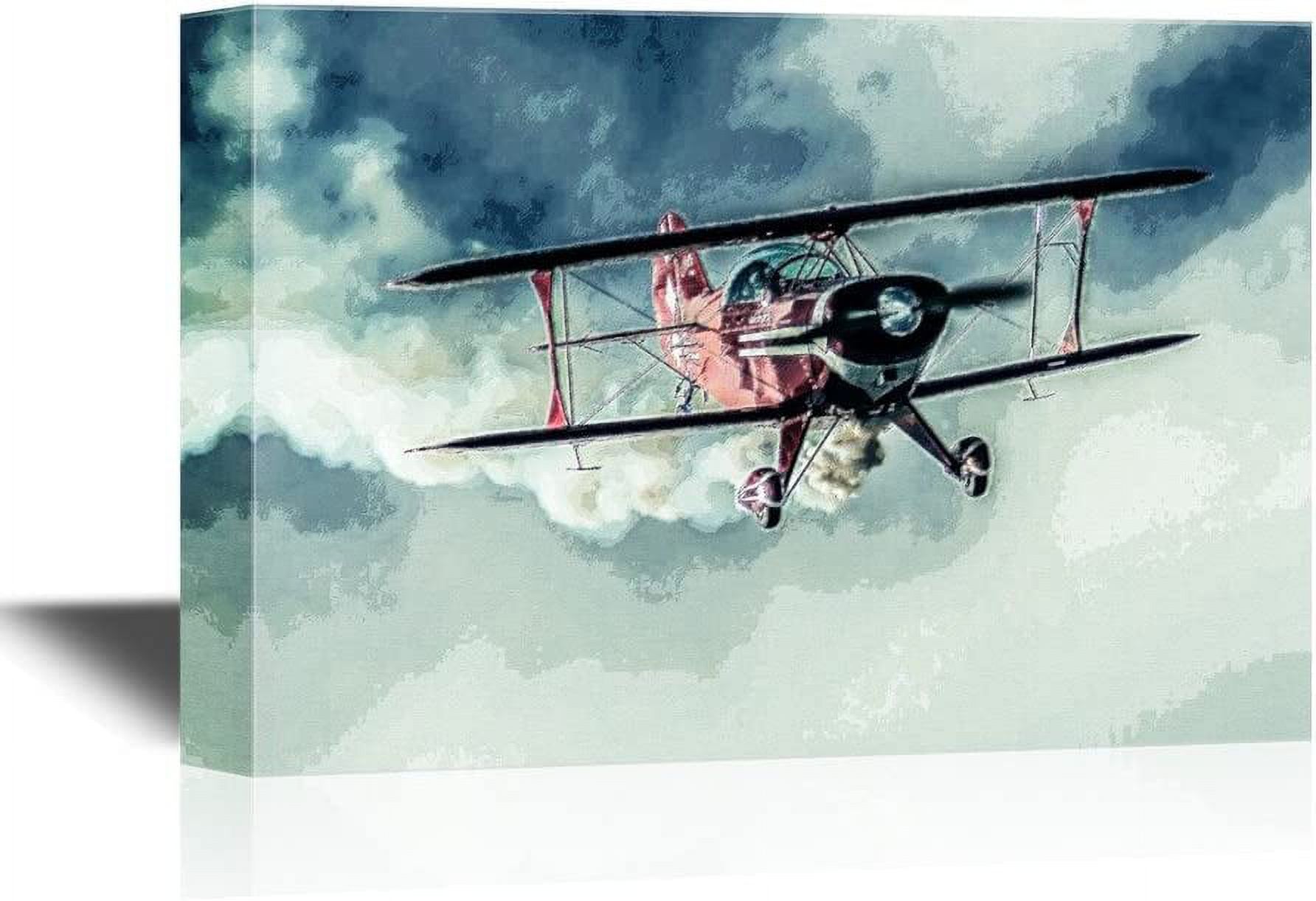AEFER Canvas Wall Art - an Old Red Biplane in Air Show - Gallery Wrap ...