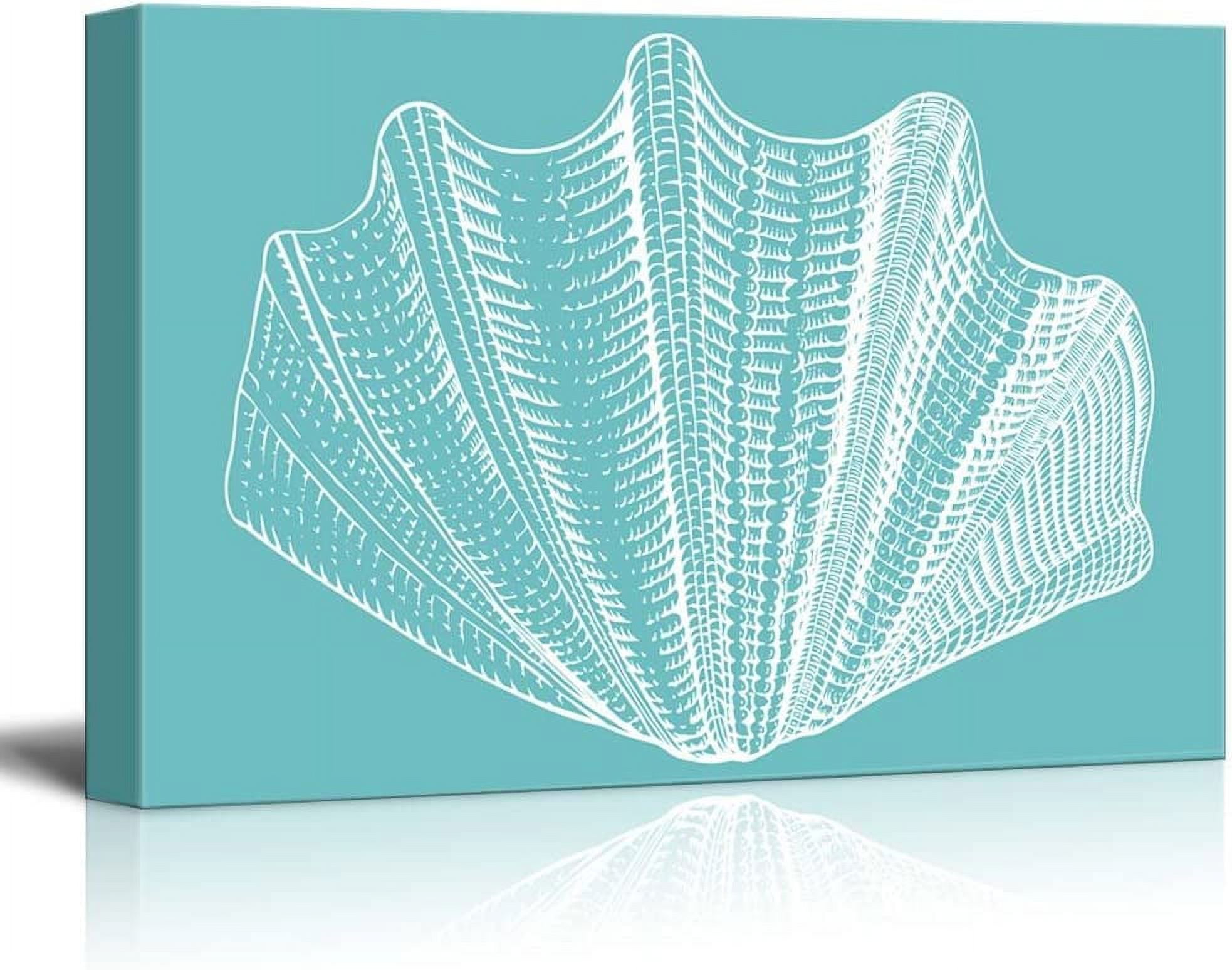 AEFER Canvas Wll Art - Seashell on Teal Background Modern Home Art ...