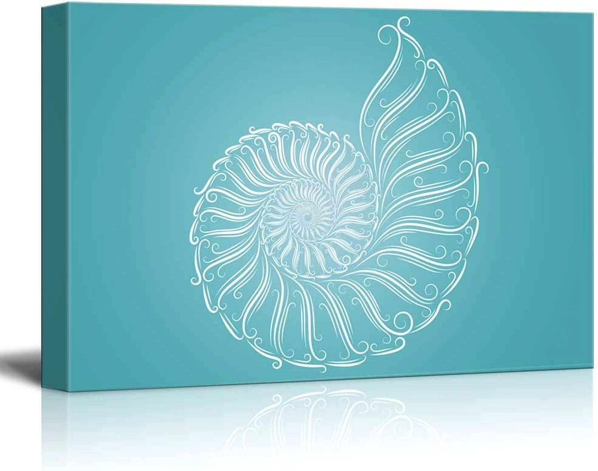 AEFER Canvas Wll Art - Seashell on Teal Background Modern Home Art ...