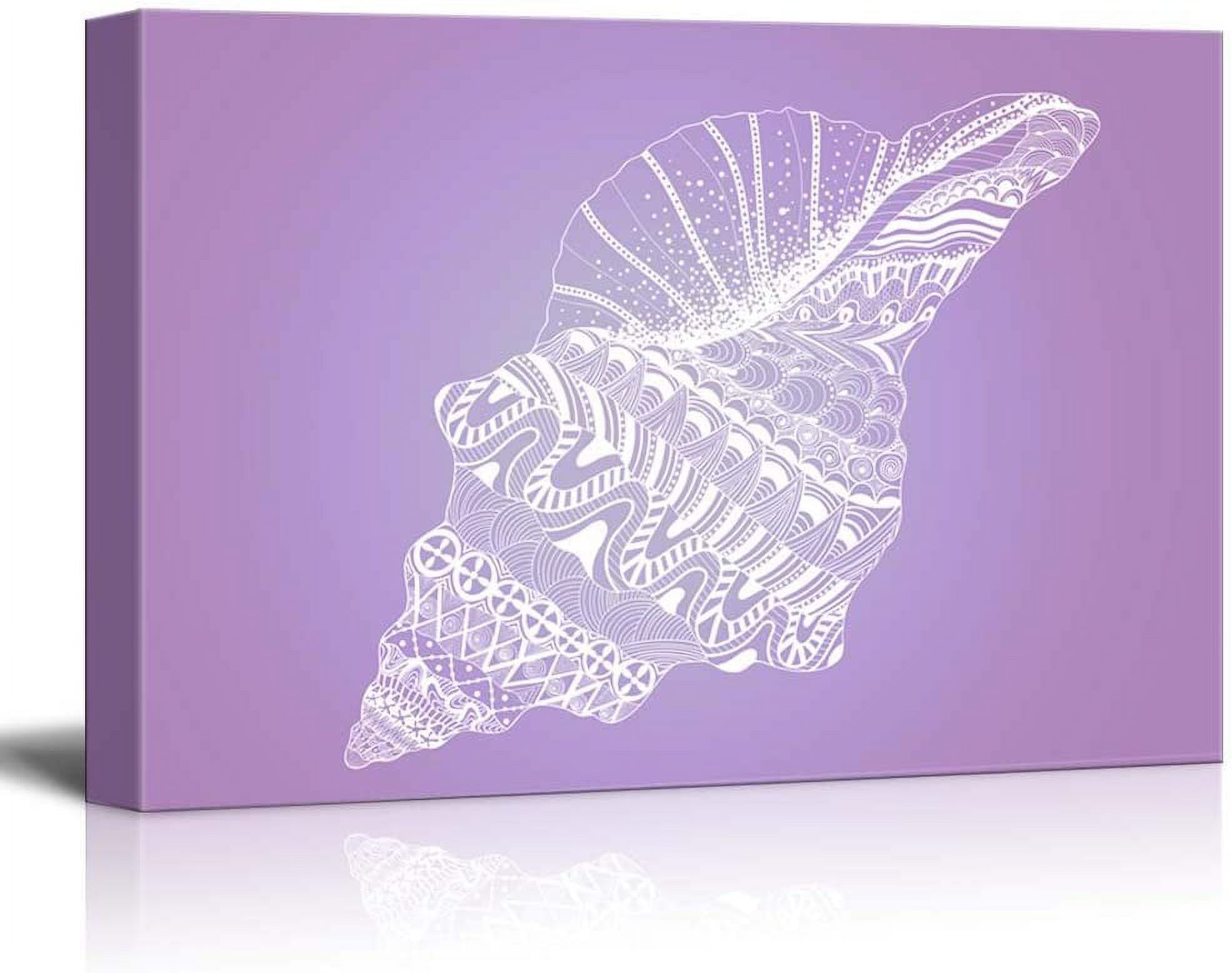 AEFER Canvas Wll Art - Seashell with Beautiful Pattern on Purple ...