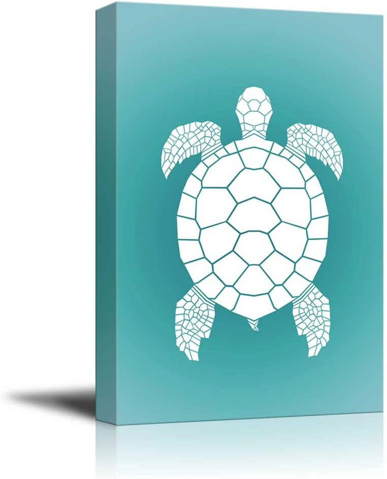 AEFER Canvas Wll Art - Turtle on Teal Background Modern Home Art ...