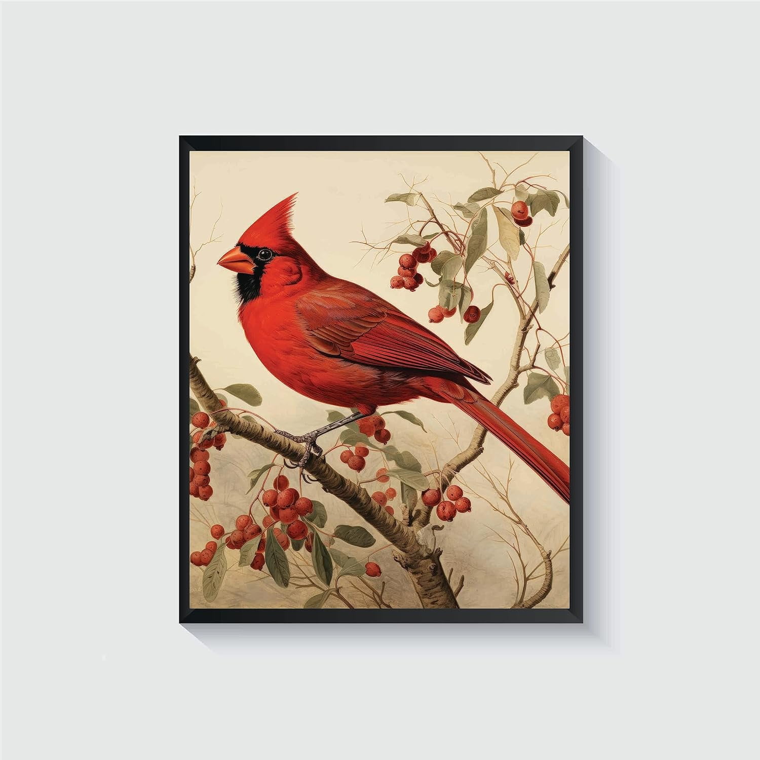 AEFER Cardinal Poster Art Print Retro Vintage Bird Wall Art Poster ...
