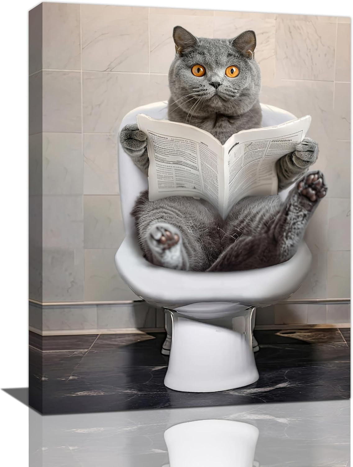 AEFER Cat Bathroom Wall Art Funny Bathroom Pictures Wall Decor Cat on ...