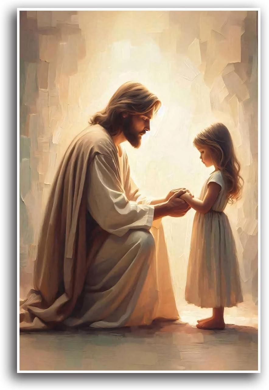 AEFER Catholic Art Canvas Print Jesus And Girl Art Wall Decor Jesus ...