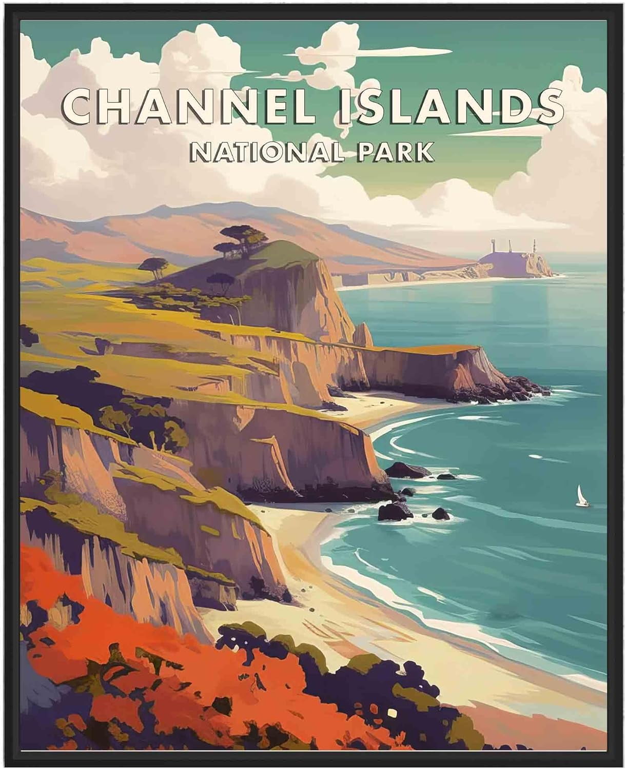 AEFER Channel Islands National Park Poster Art Print Retro Mountain ...