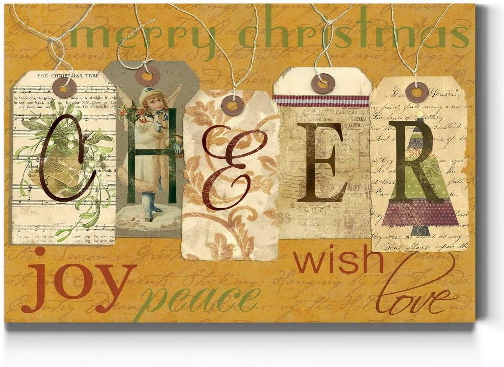 AEFER Cheer Tags Wall Art, Festive Christmas Decorations, Colorful Gold ...