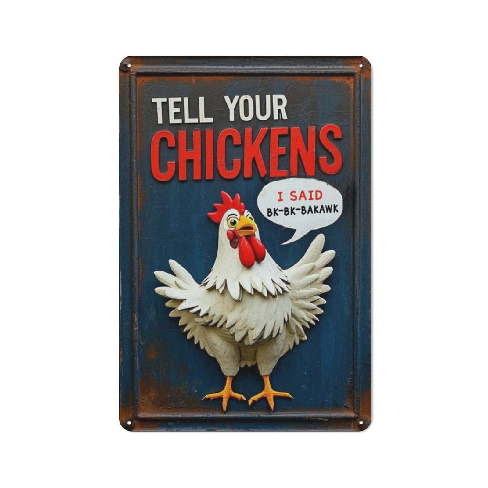 AEFER Chicken Retro Tin Sign Vintage Metal Poster Wall Art Chicken ...
