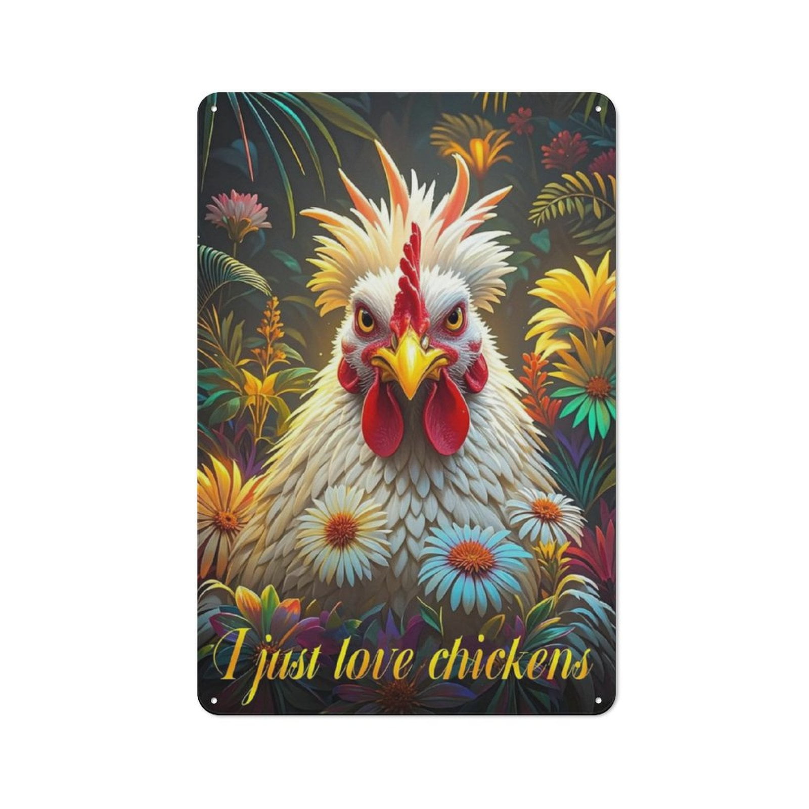 AEFER Chicken Retro Tin Sign Vintage Metal Poster Wall Art Chicken ...