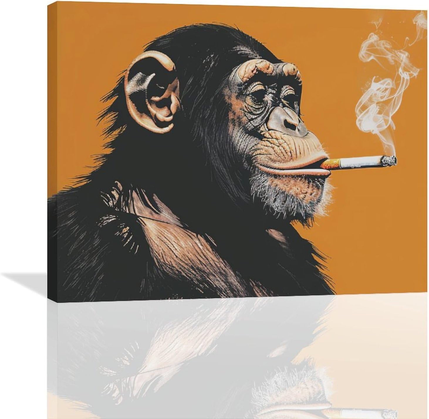 AEFER Chimp Smoking Canvas Wall Art Gorilla Pictures Cool Ape Painting ...