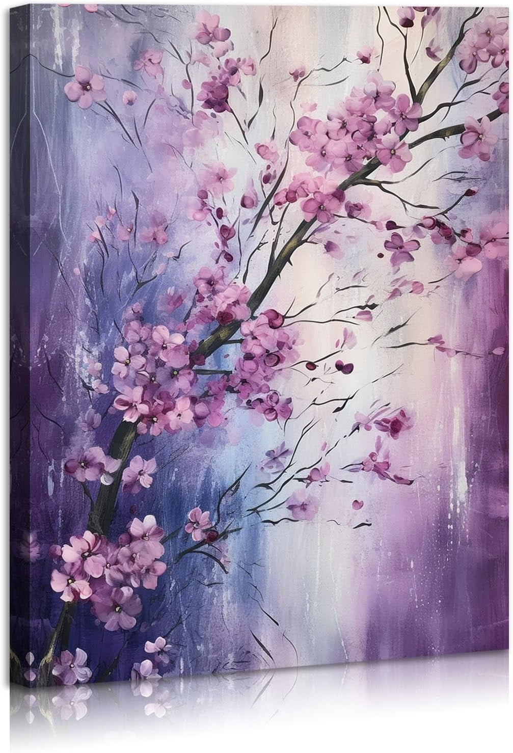 AEFER Chinese Oil Painting Plum Blossom Wall Art Pink Flower Canvas ...