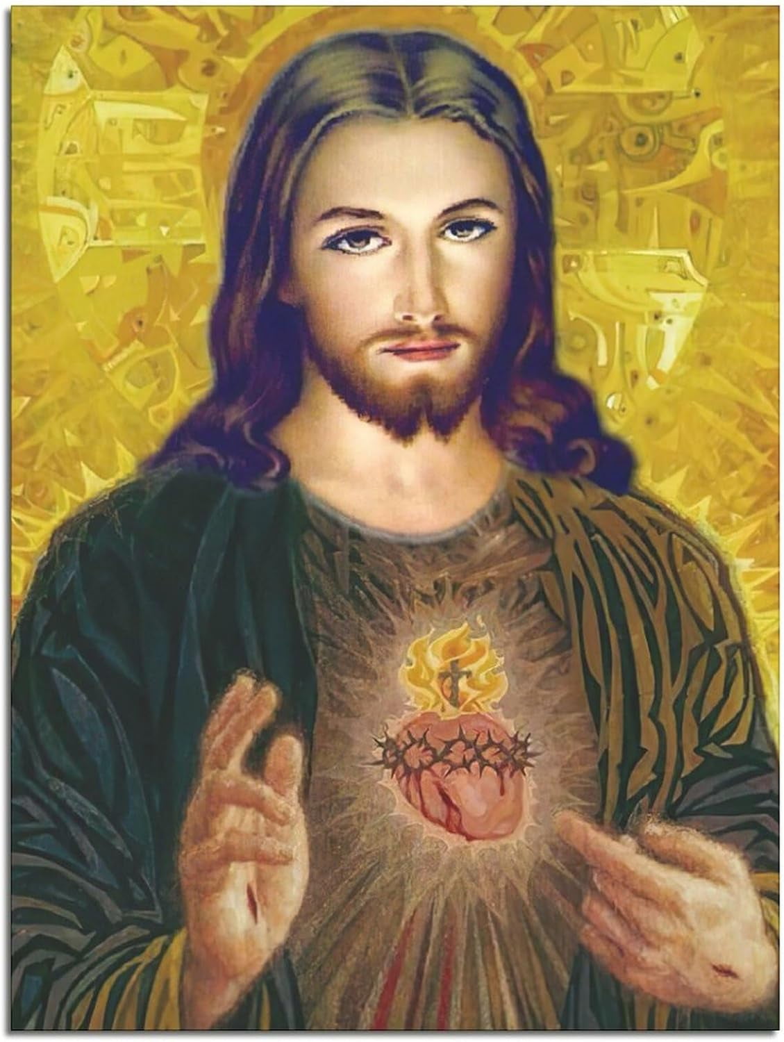 AEFER Christ Sacred Heart of Jesus Canvas Wall Art Poster Picture Home ...