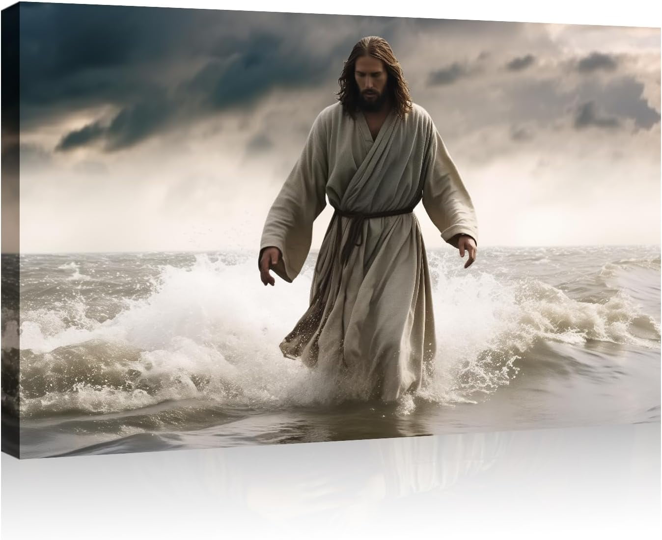 AEFER Christ Wall Art Jesus Walk on Beach Canvas Prints Religion Wall ...