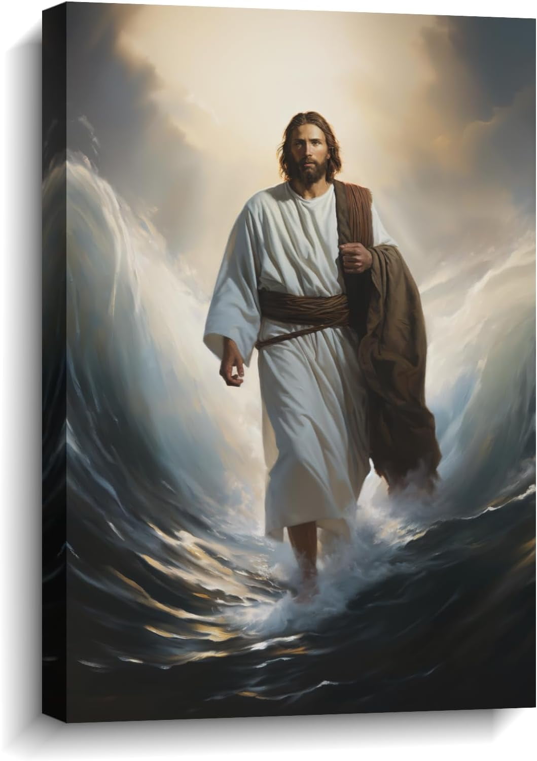 AEFER Christ Wall Art Jesus Walk on Sea Wave Canvas Prints Religion ...