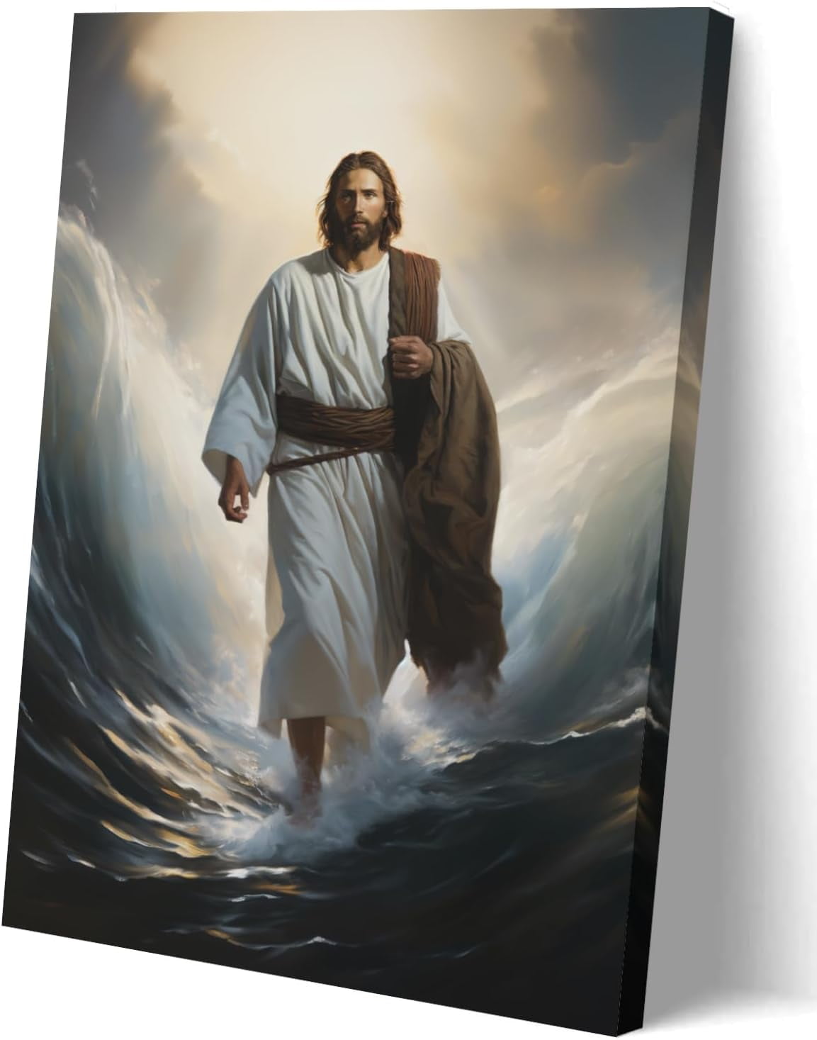 AEFER Christ Wall Art Religion Canvas Prints Jesus Walking on Sea Wave ...