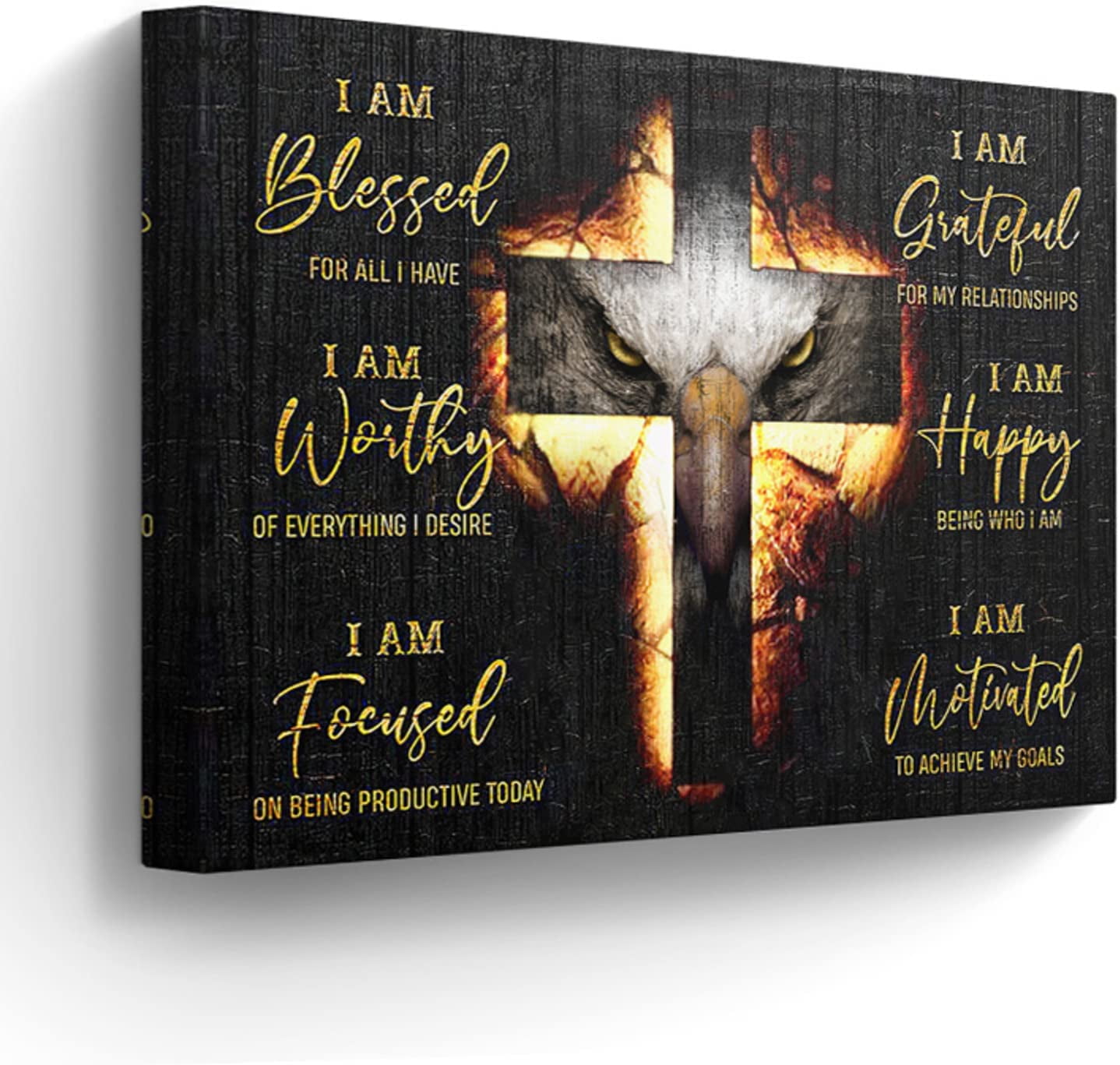 AEFER Christian Bald Eagle Canvas Wall Art Scripture Religious Pictures ...