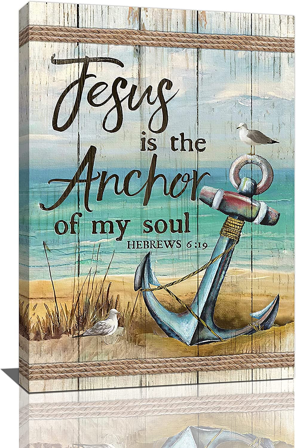 AEFER Christian Beach Anchor Scripture Coastal Nautical Canvas Print ...