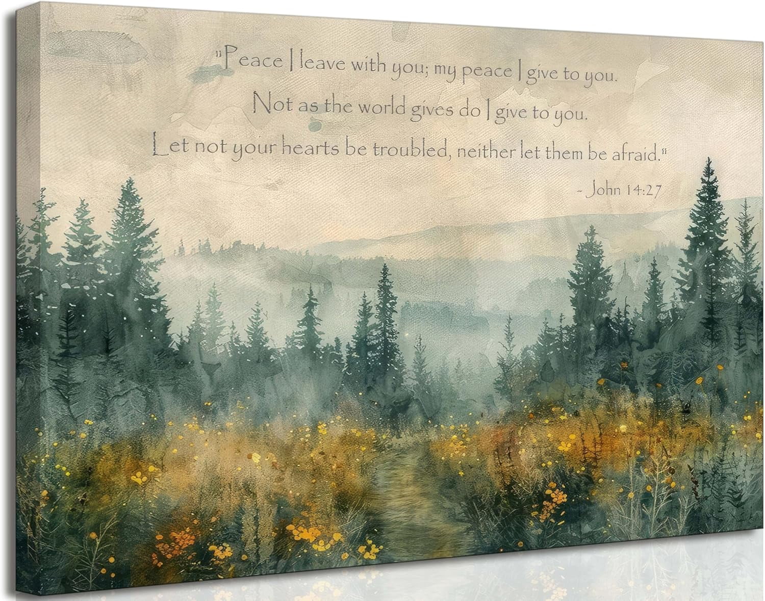 AEFER Christian Bible Canvas Wall art Scripture John 14:27 Vintage ...