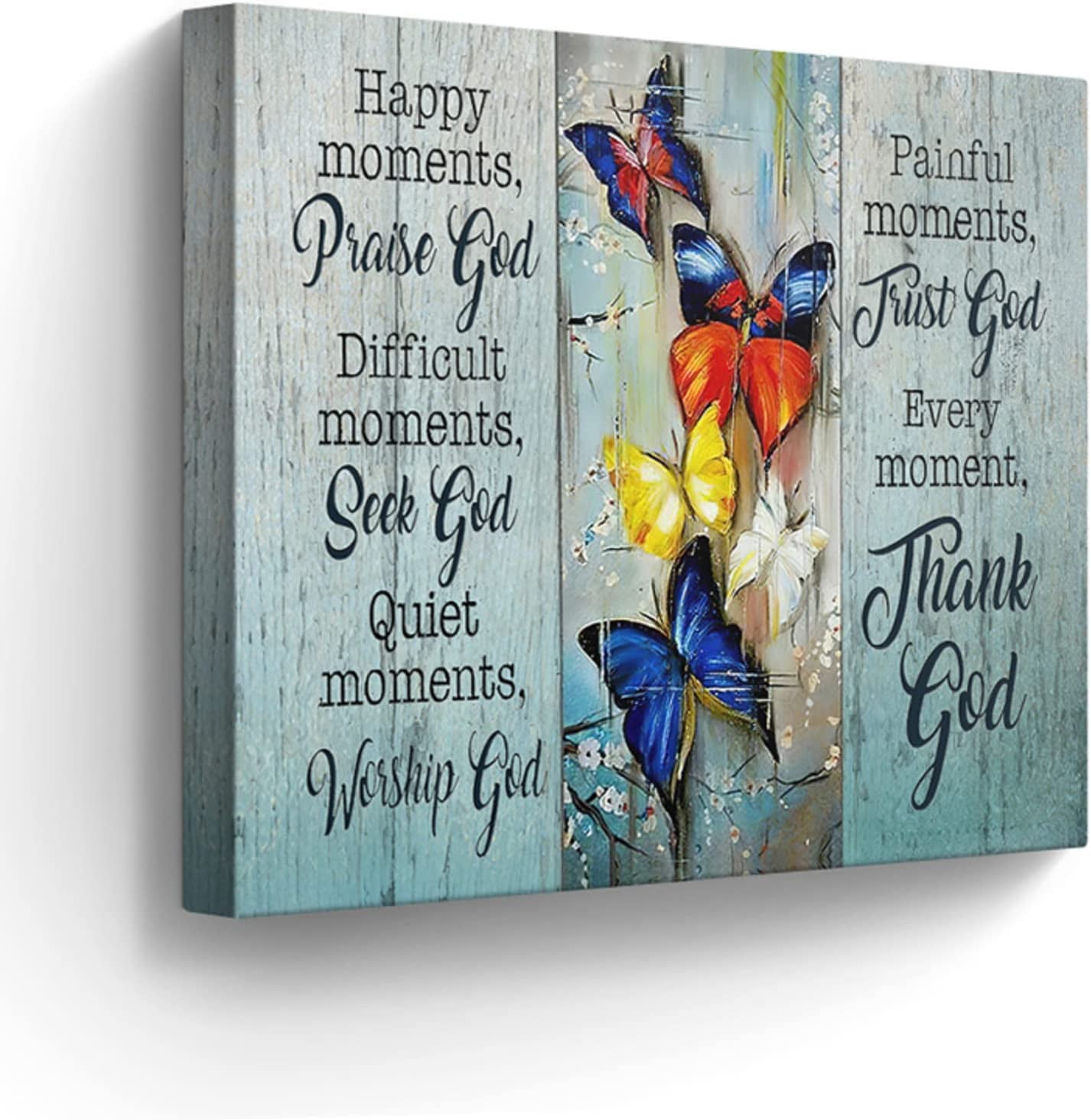 AEFER Christian Butterflies Canvas Wall Art Inspirational Pictures Wall ...