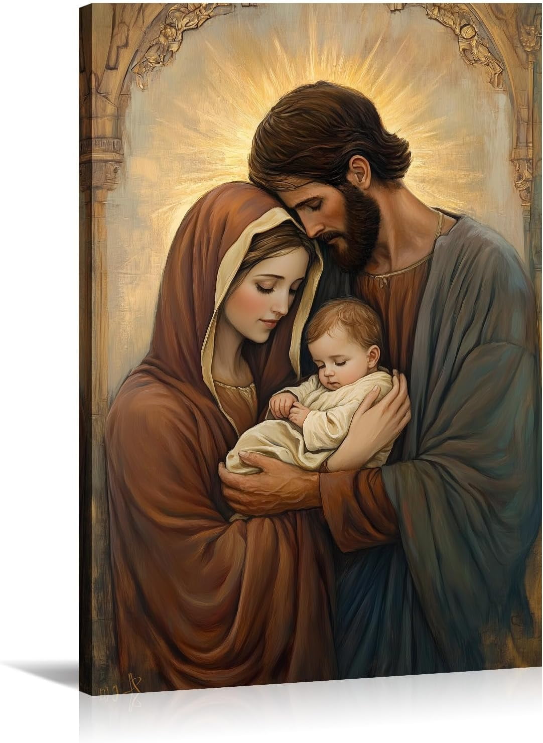 AEFER Christian Canvas Wall Art Holy Family Picture Baby Jesus and ...