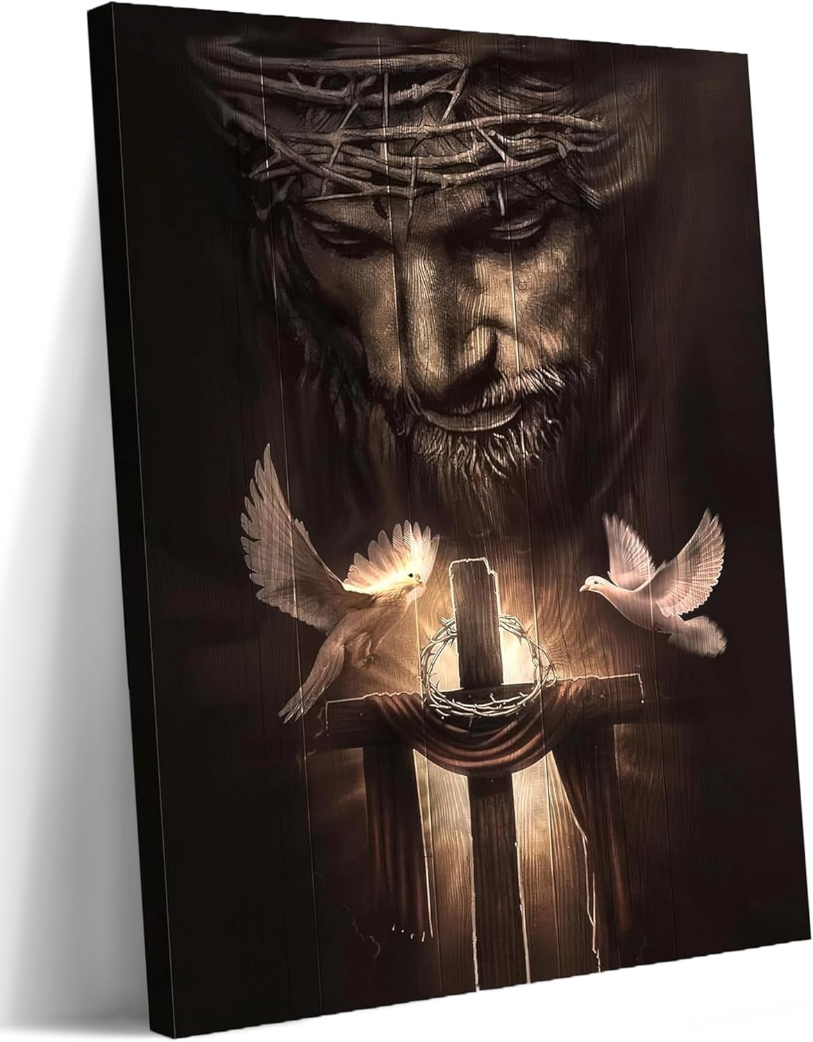 AEFER Christian Canvas Wall Art Jesus Christ Cross and Doves Religious ...