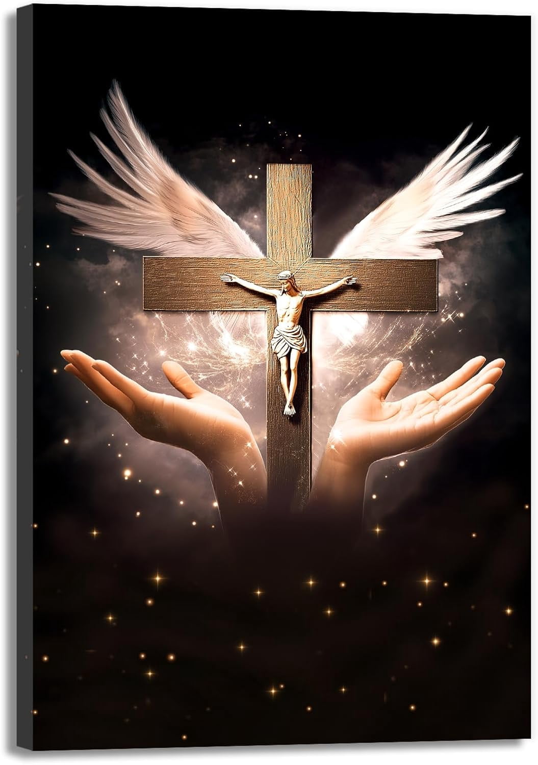 AEFER Christian Canvas Wall Art Jesus Cross Painting Inspirational ...