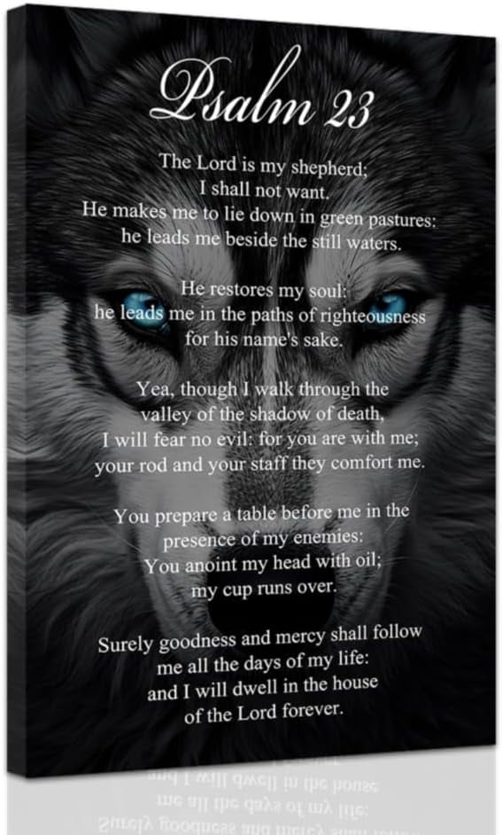 AEFER Christian Canvas Wall Art Wolves Psalm 23 Scripture Pictures ...