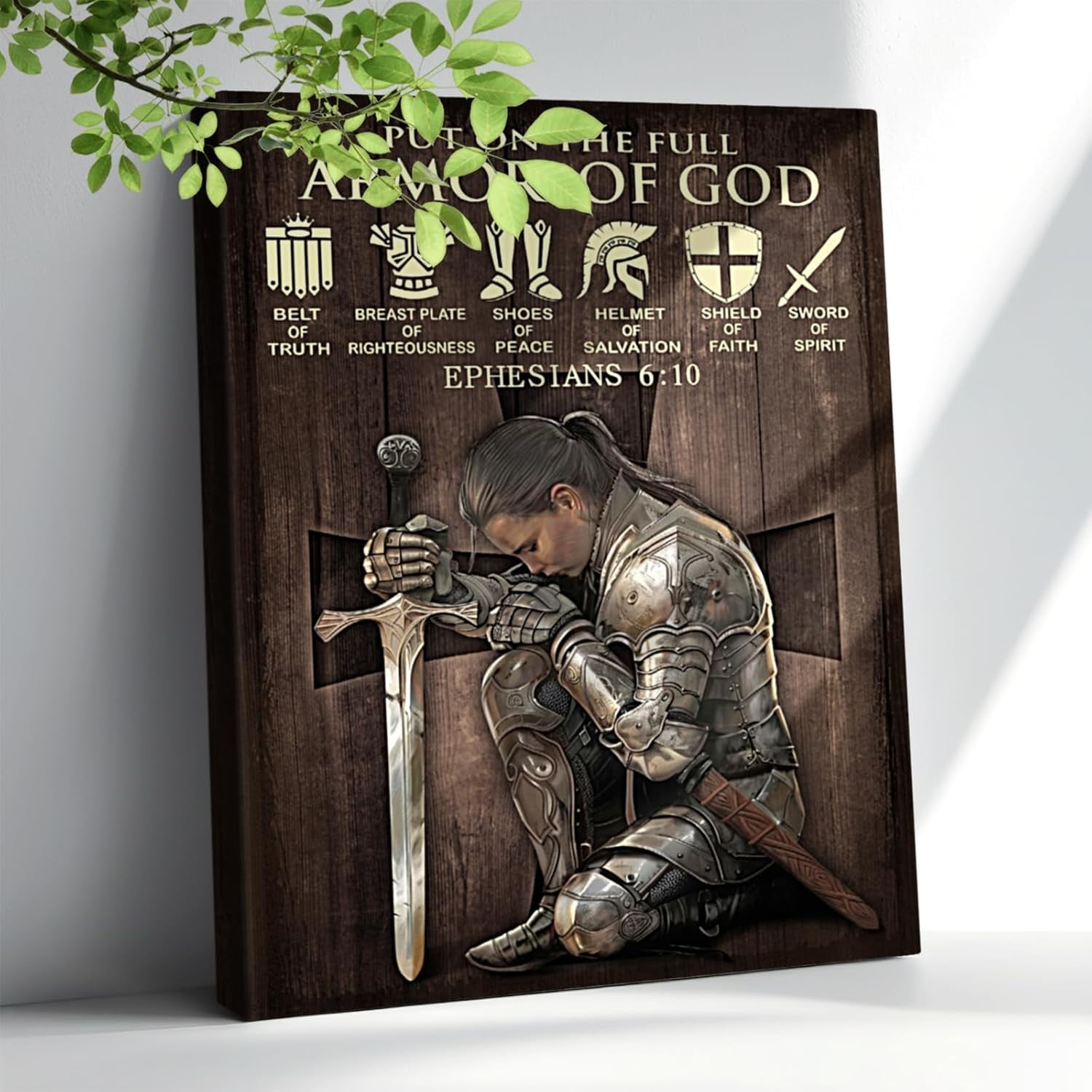 AEFER Christian Canvas Wall Art Woman Warrior of God Armor of God Bible ...