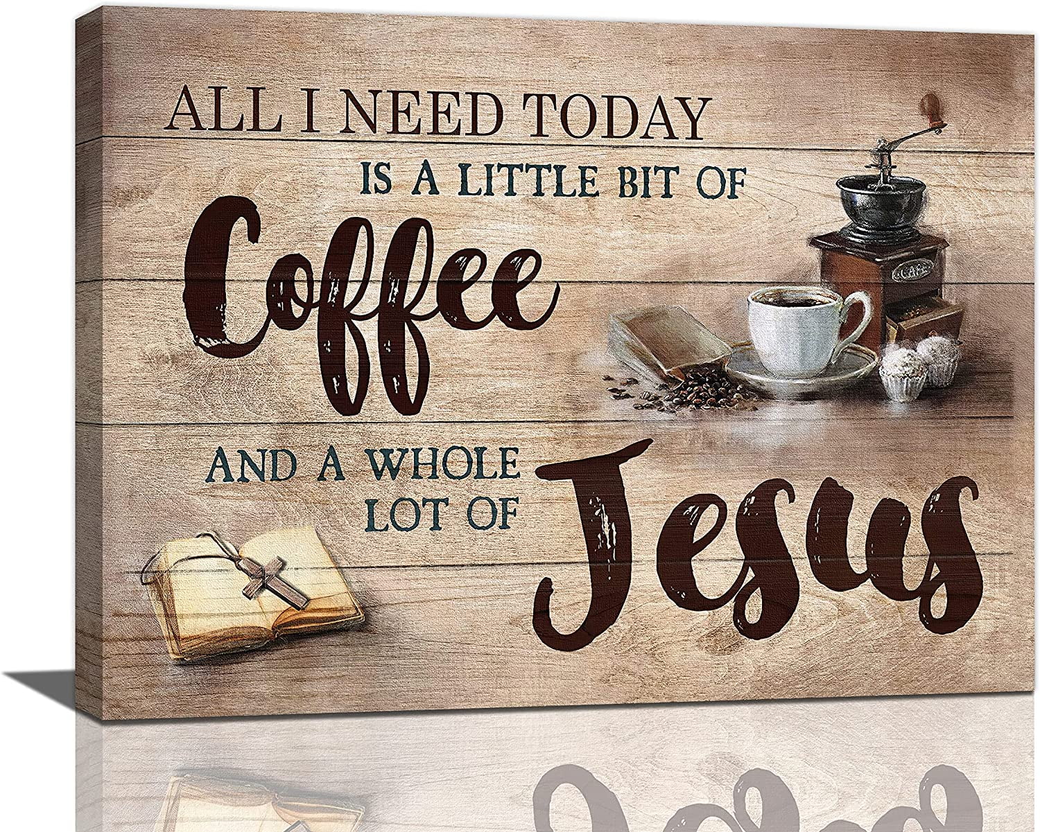 AEFER Christian Coffee Wall Art Jesus Coffee Cross Wall Decor Rustic ...