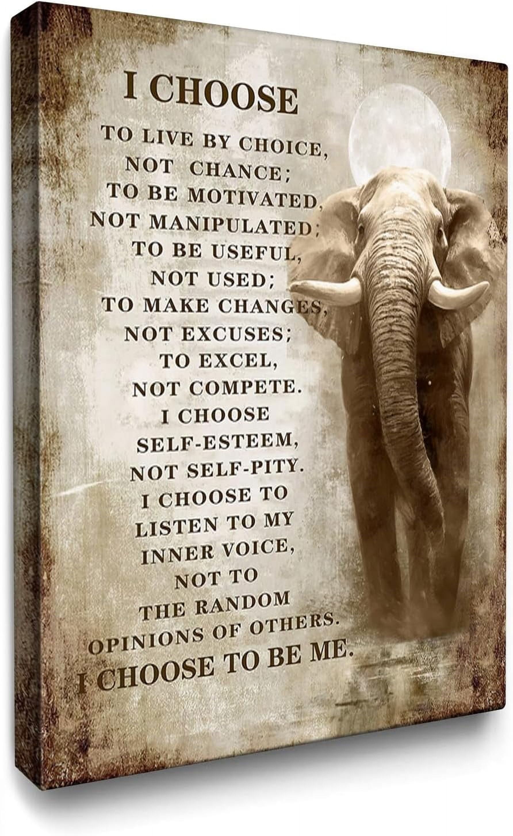AEFER Christian Elephant Canvas Wall Art Motivational Elephant Picture Wall Decor Unframed ...
