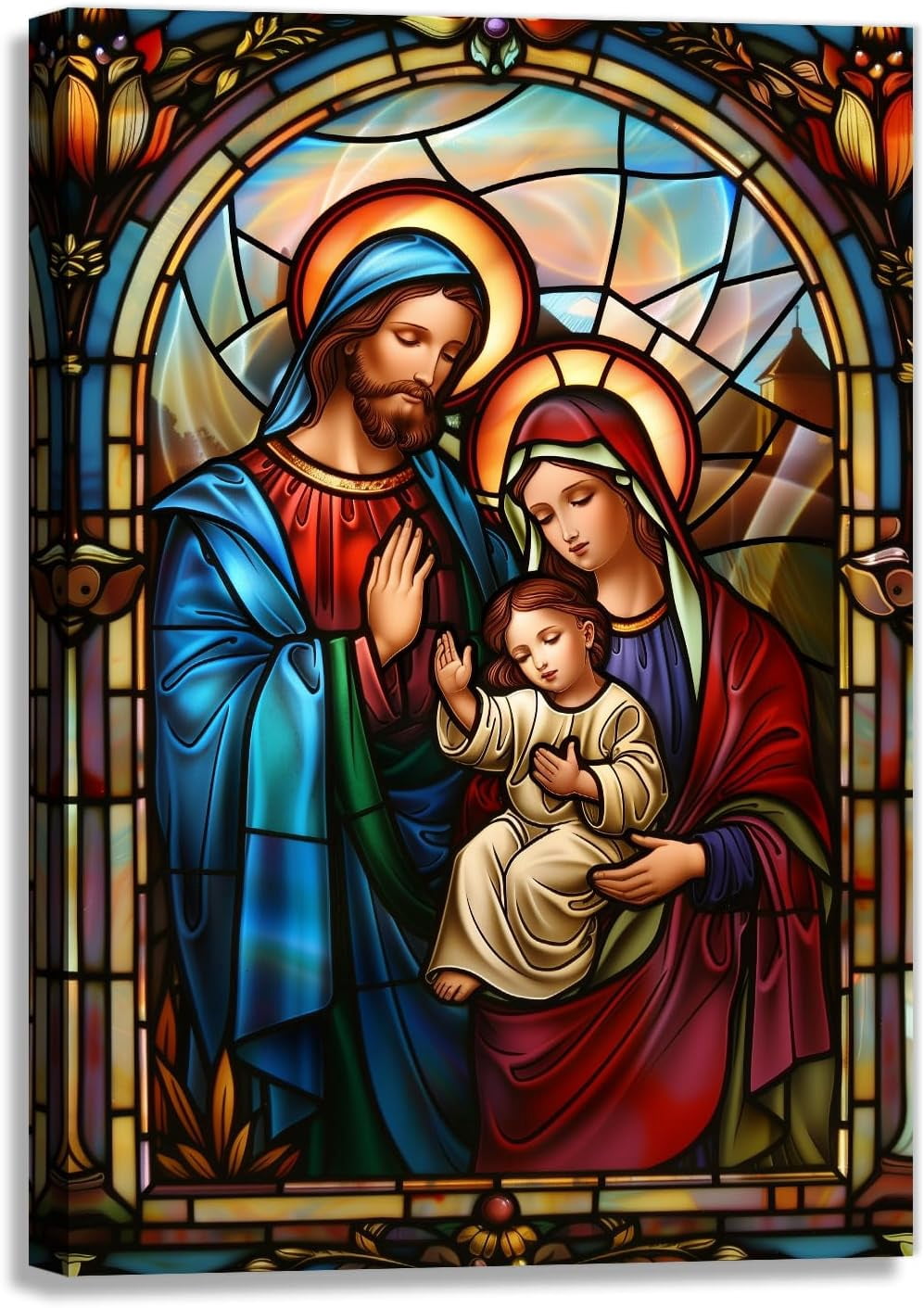 AEFER Christian Holy Family Wall Art Canvas Abstract Colorful Religious ...