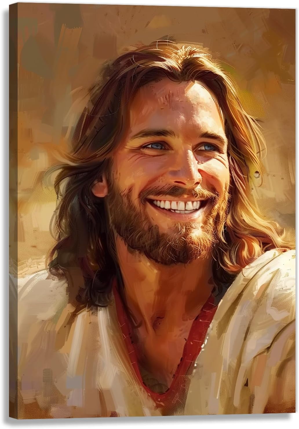 AEFER Christian Jesus Canvas Wall Art Jesus Smiling Portrait Picture ...