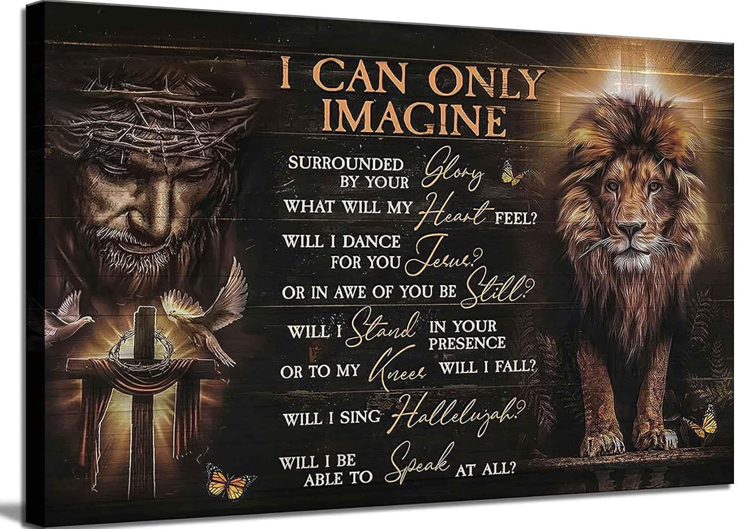 AEFER Christian Jesus and The Lion of Judah Canvas Wall Art I Can Only ...