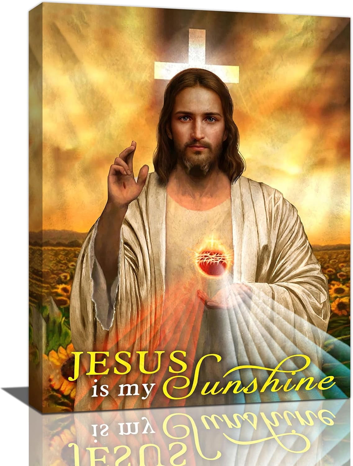 AEFER Christian Jesus Wall Art God Jesus Portrait Cross Pictures Wall ...