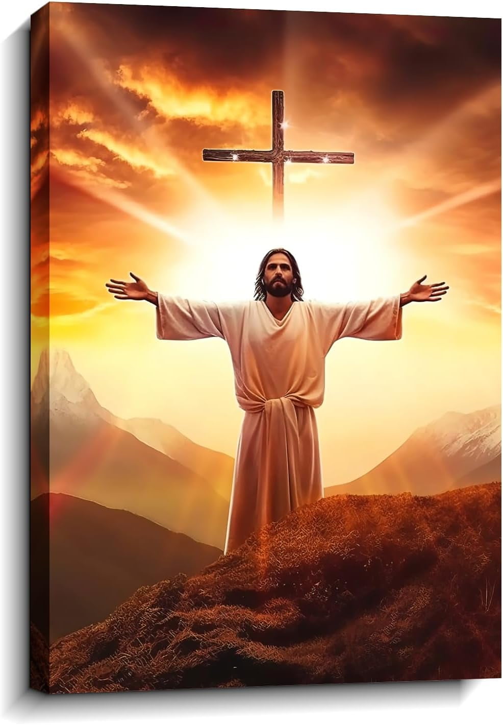 AEFER Christian Jesus Wall Art Jesus and Cross Picture Canvas Print Dove of Peace Painting ...