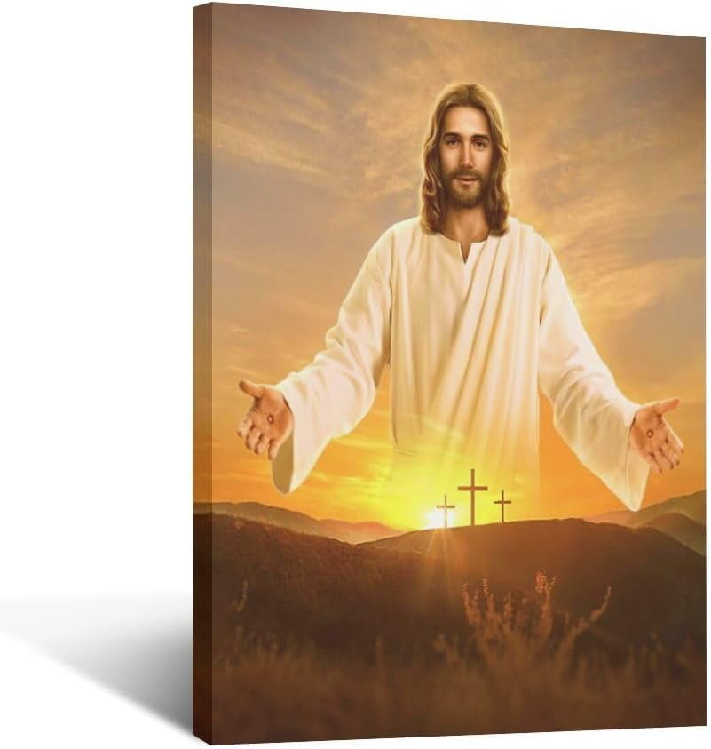 AEFER Christian Jesus Wall Art Jesus Cross Pictures Wall Decor Jesus ...