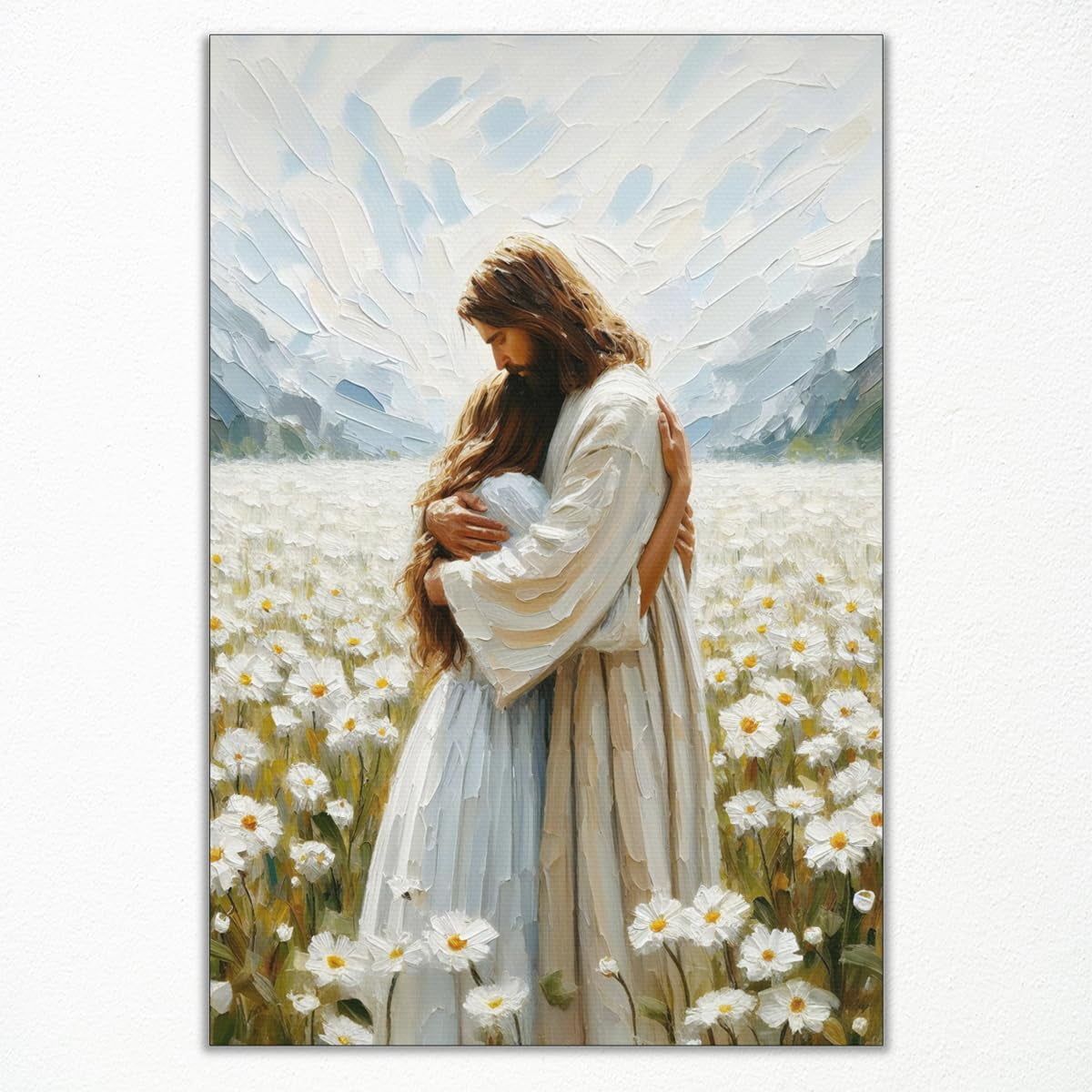 AEFER Christian Jesus Wall Art, Jesus Hugging Woman Canvas Poster, His ...