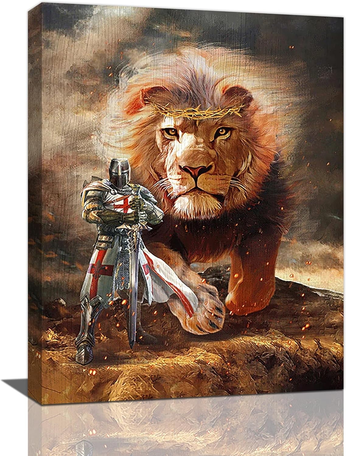 AEFER Christian Lion Of Judah Wall Art Lion Warrior Pictures Wall Decor ...