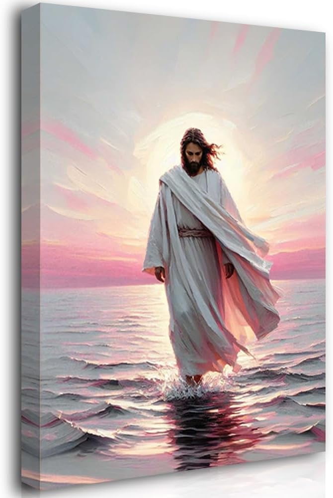 AEFER Christian Miracle Walk Christian Art Jesus Walking on Water Art ...